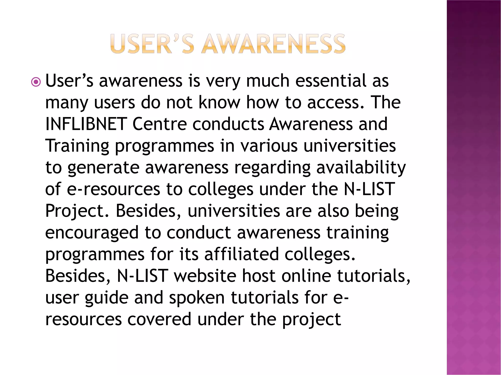 N list e-resources in the college library. a study | PDF