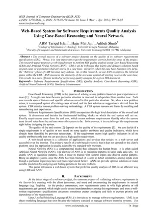 Web-Based System for Software Requirements Quality Analysis Using Case-Based Reasoning and ...