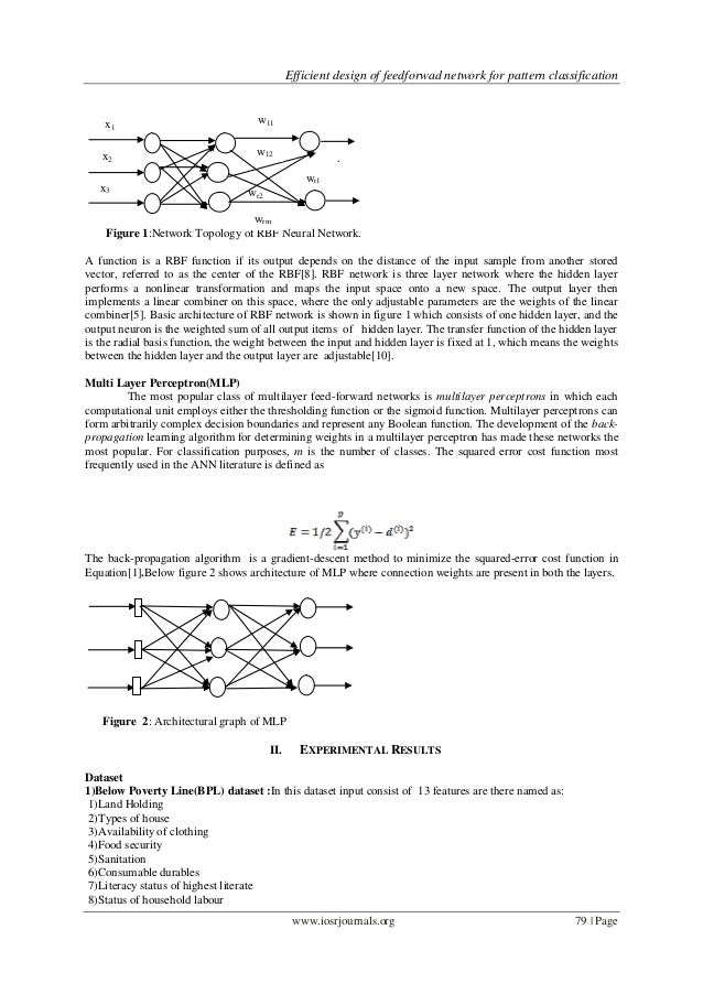 Efficient design of feedforward network for pattern classification