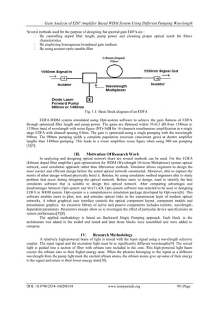 Gain Analysis of EDF Amplifier Based WDM System Using Different Pumping Wavelength | PDF