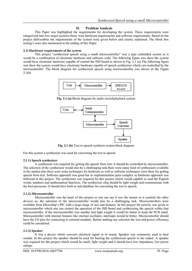 Synthesized Speech Using A Small Microcontroller Pdf