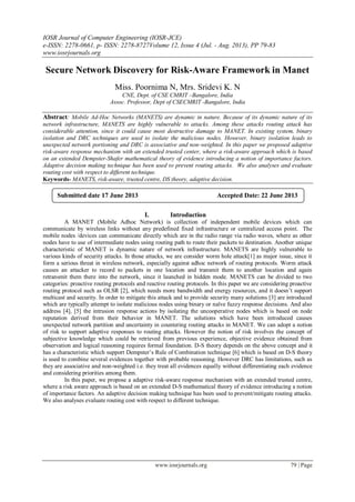 Secure Network Discovery for Risk-Aware Framework in Manet | PDF | Information and Network ...