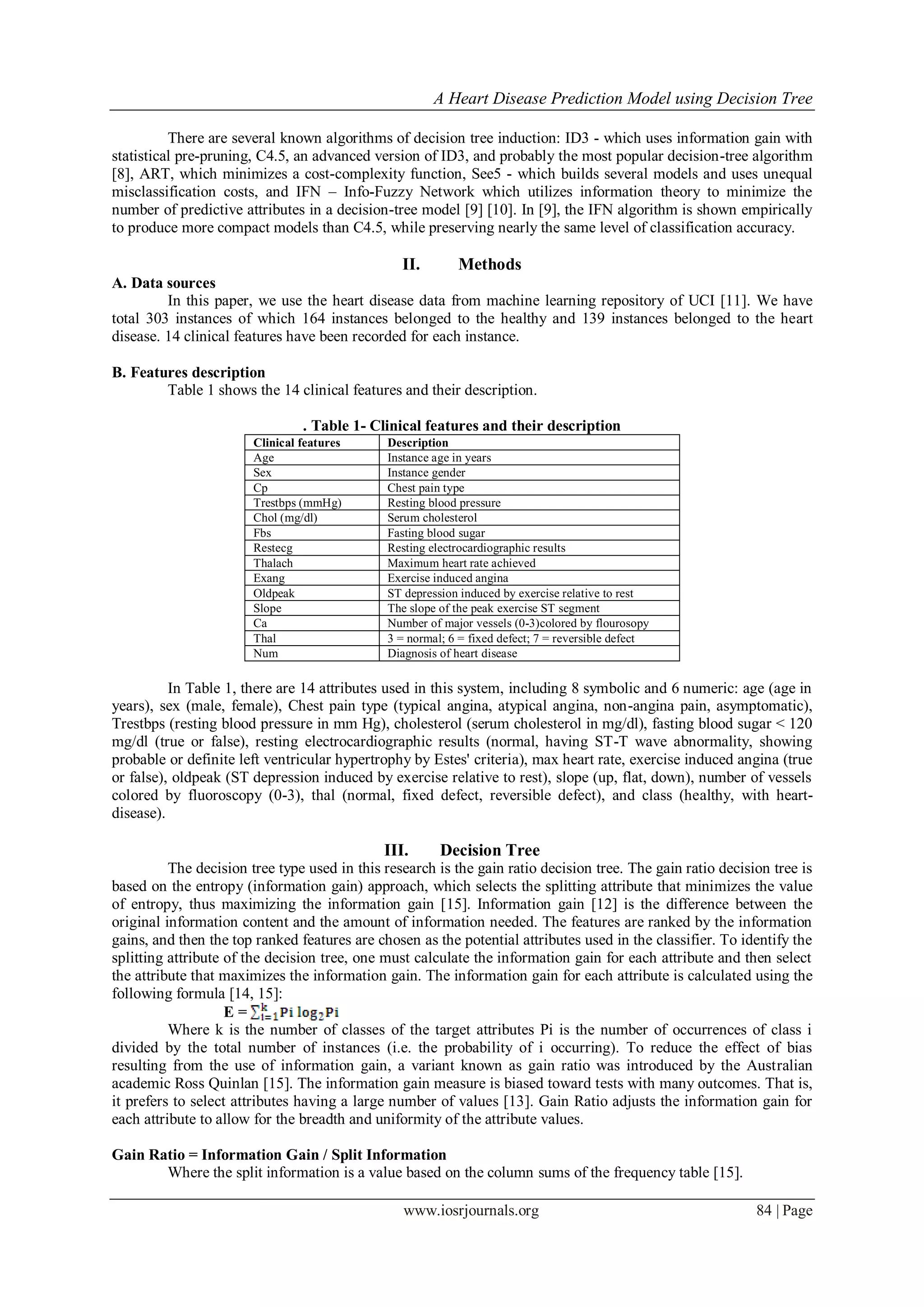 A Heart Disease Prediction Model using Decision Tree | PDF
