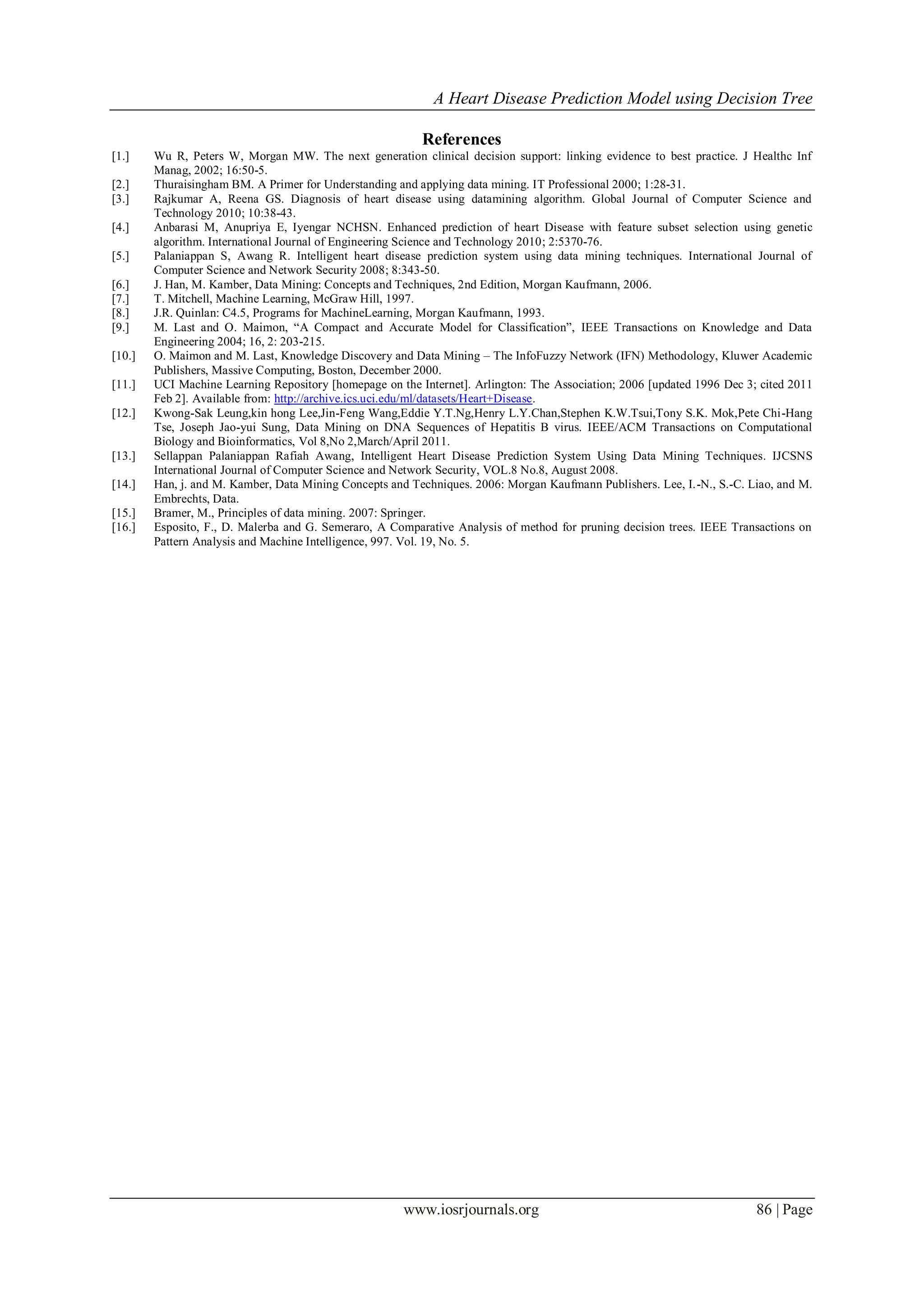 A Heart Disease Prediction Model using Decision Tree | PDF
