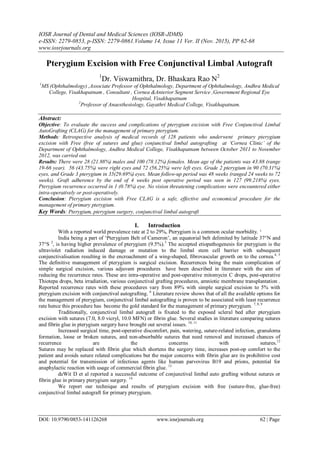 Pterygium Excision with Free Conjunctival Limbal Autograft | PDF