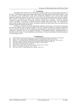 Variations In Branching Pattern Of Coeliac Trunk | PDF