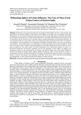 Delineating Sphere of Urban Influence: The Case of Three Early Urban ...
