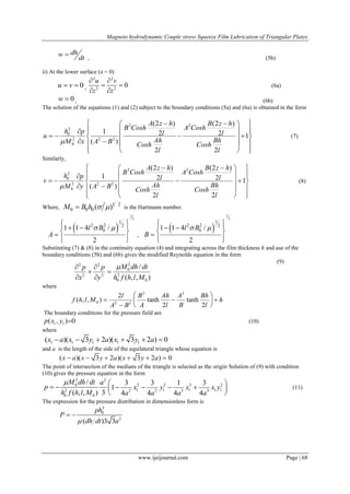 Magneto hydrodynamic Couple stress Squeeze Film Lubrication of ...