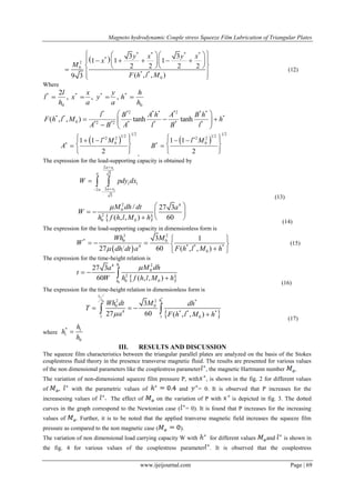 Magneto hydrodynamic Couple stress Squeeze Film Lubrication of ...