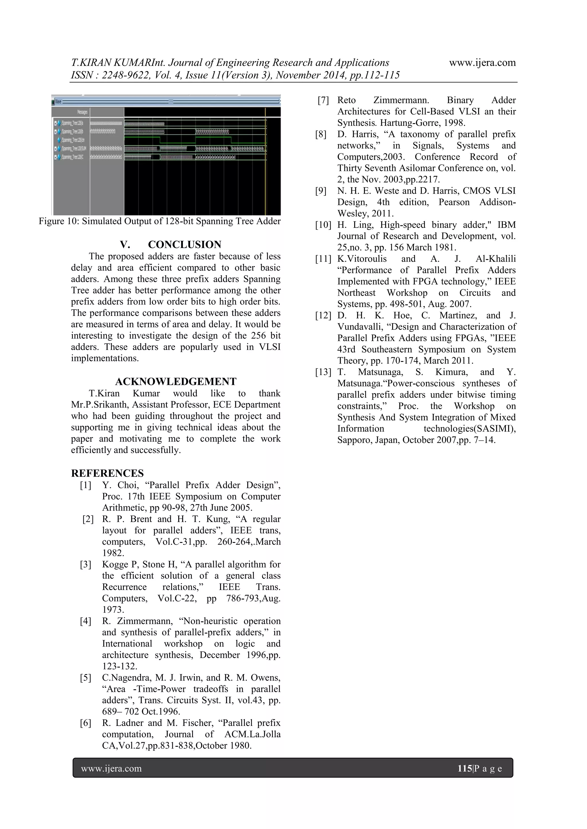 Design of High Speed 128 bit Parallel Prefix Adders | PDF