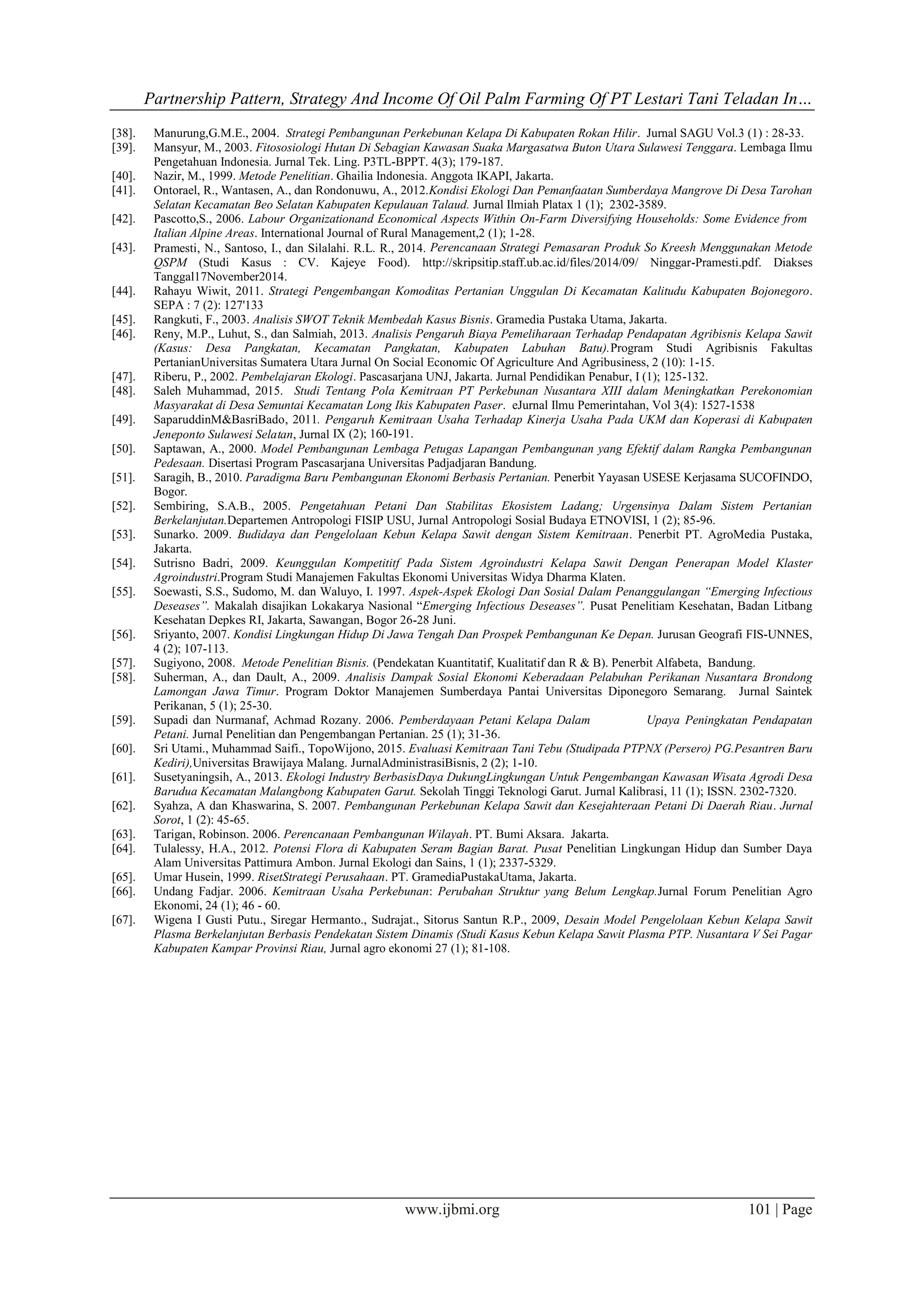 Partnership Pattern, Strategy and Income of Oil Palm Farming Of PT ...
