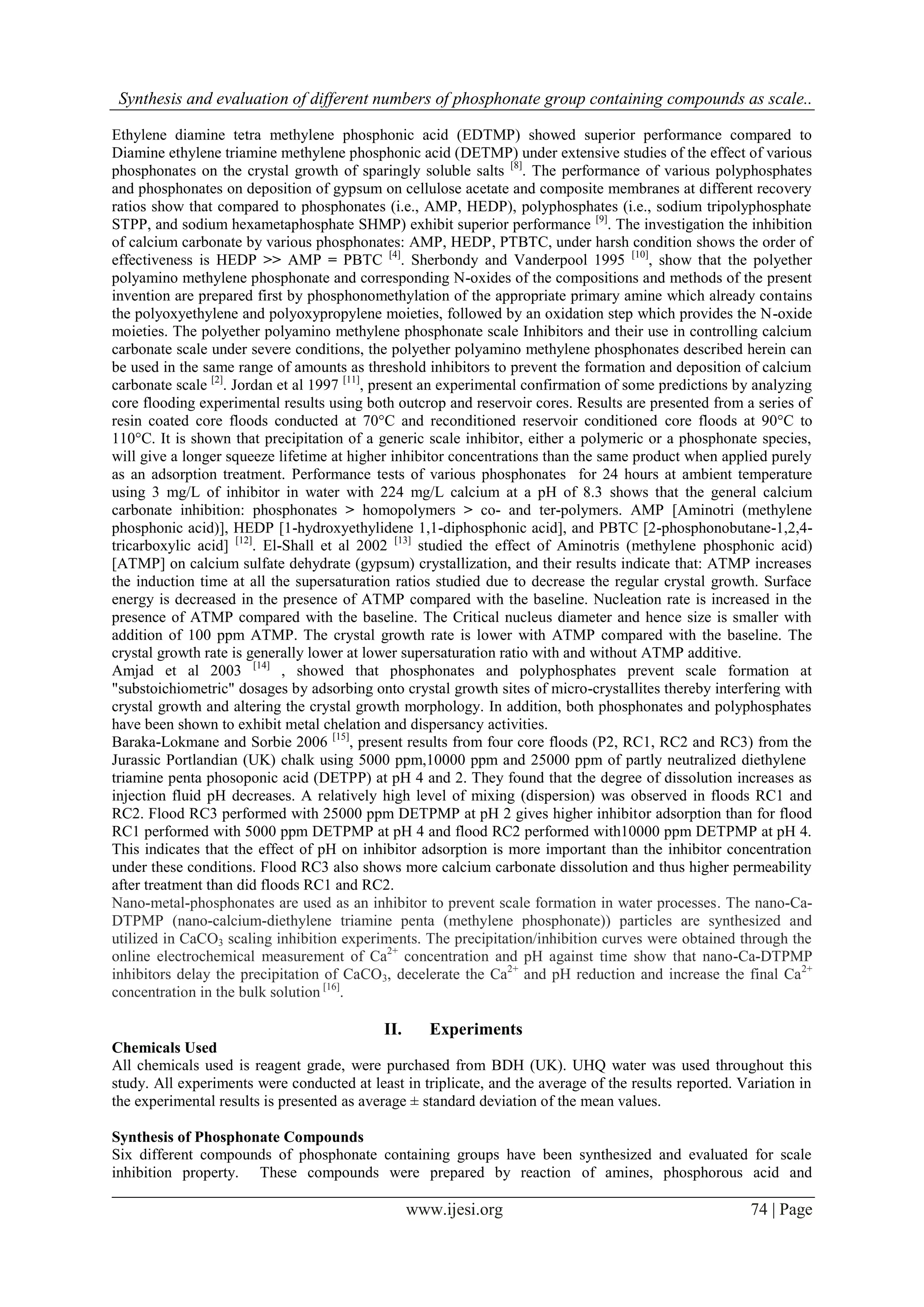 Synthesis And Evaluation of Different Numbers of Phosphonate Group ...