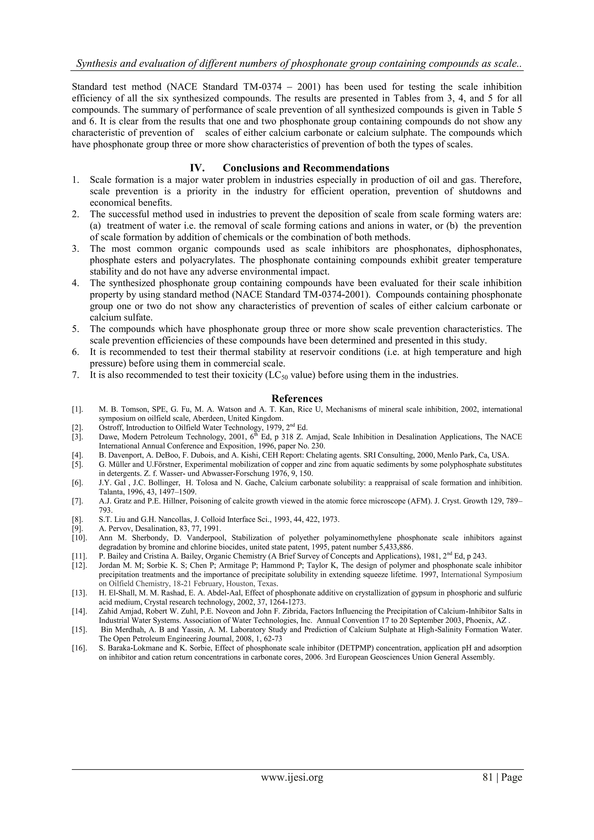 Synthesis And Evaluation of Different Numbers of Phosphonate Group ...