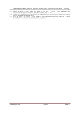 Hybrid Approach for Intrusion Detection Model Using Combination of K-Means Clustering Algorithm ...