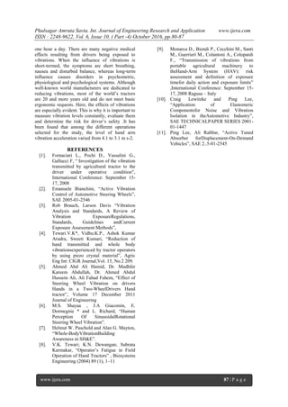A Study of Reduction in the Vibrations of Steering Wheel of Agricultural Tractor | PDF