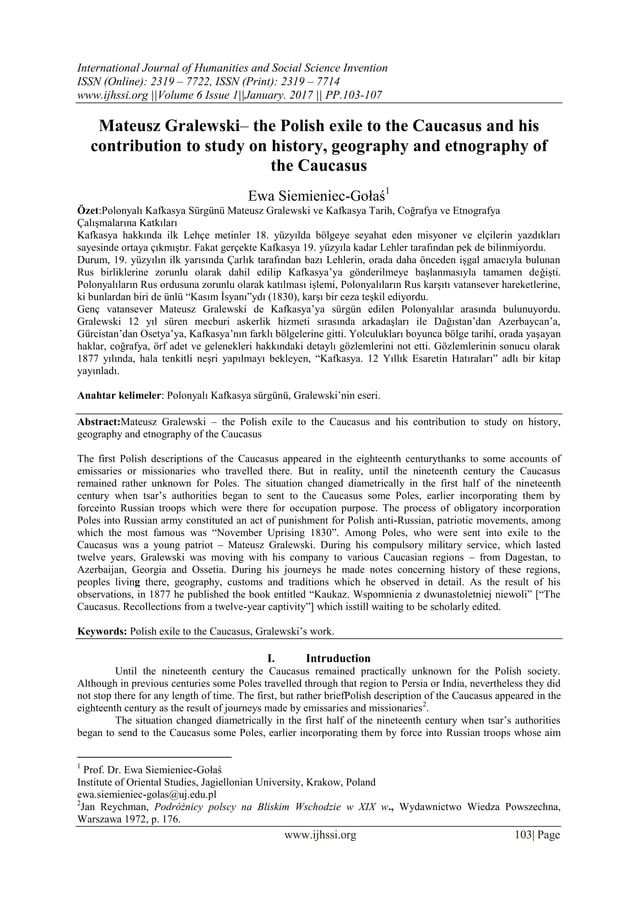 Mateusz Gralewski– the Polish exile to the Caucasus and his ...