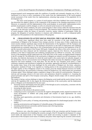 Active Social Programs Development in Bulgaria: Contemporary Challenges ...