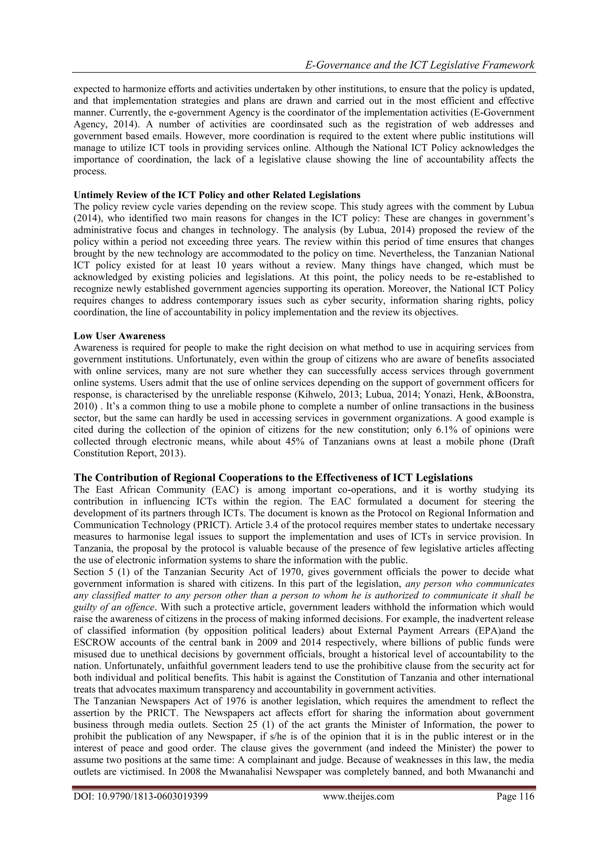 E-Governance and the ICT Legislative Framework | PDF