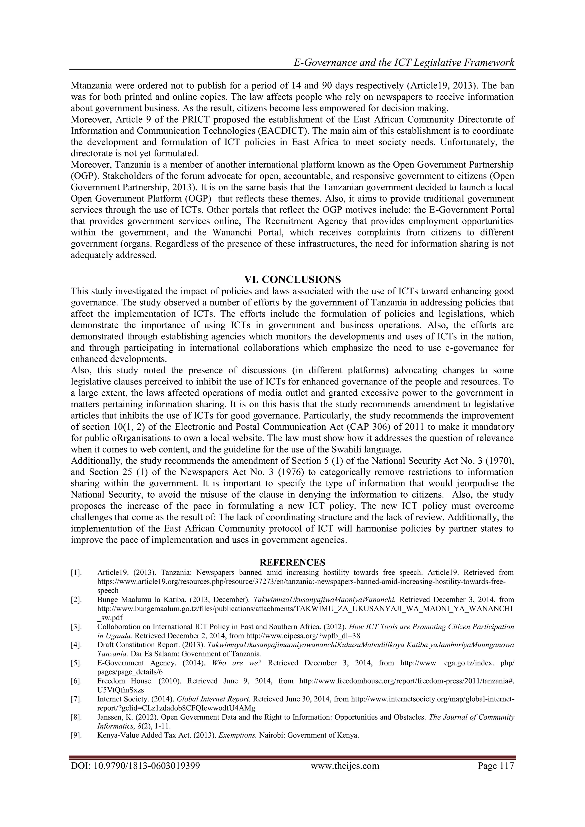 E-Governance and the ICT Legislative Framework | PDF