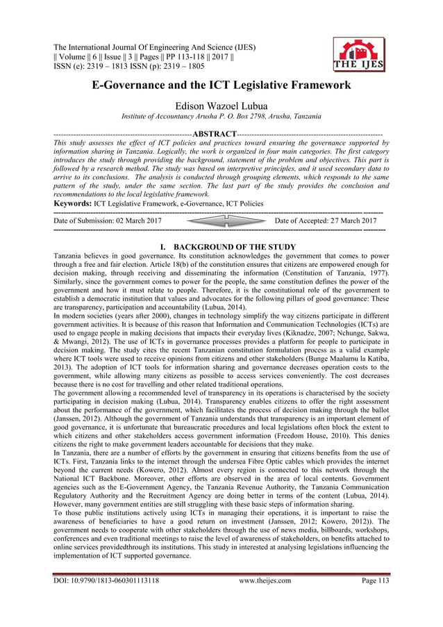 E-Governance and the ICT Legislative Framework | PDF