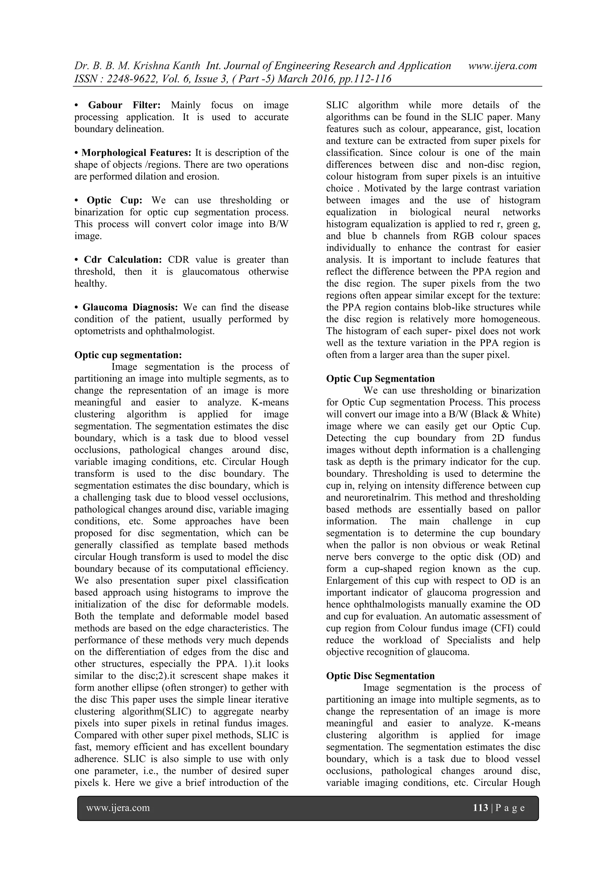 Glaucoma Screening Test By Segmentation Of Optical Discand Cup Segmentation Using Matlab Pdf