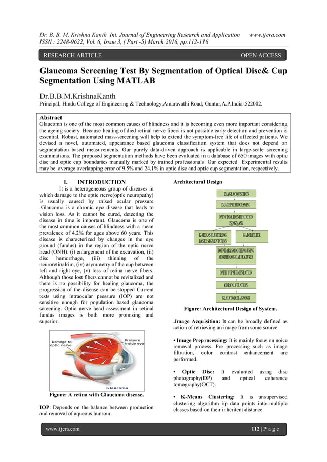 Glaucoma Screening Test By Segmentation Of Optical Discand Cup Segmentation Using Matlab Pdf