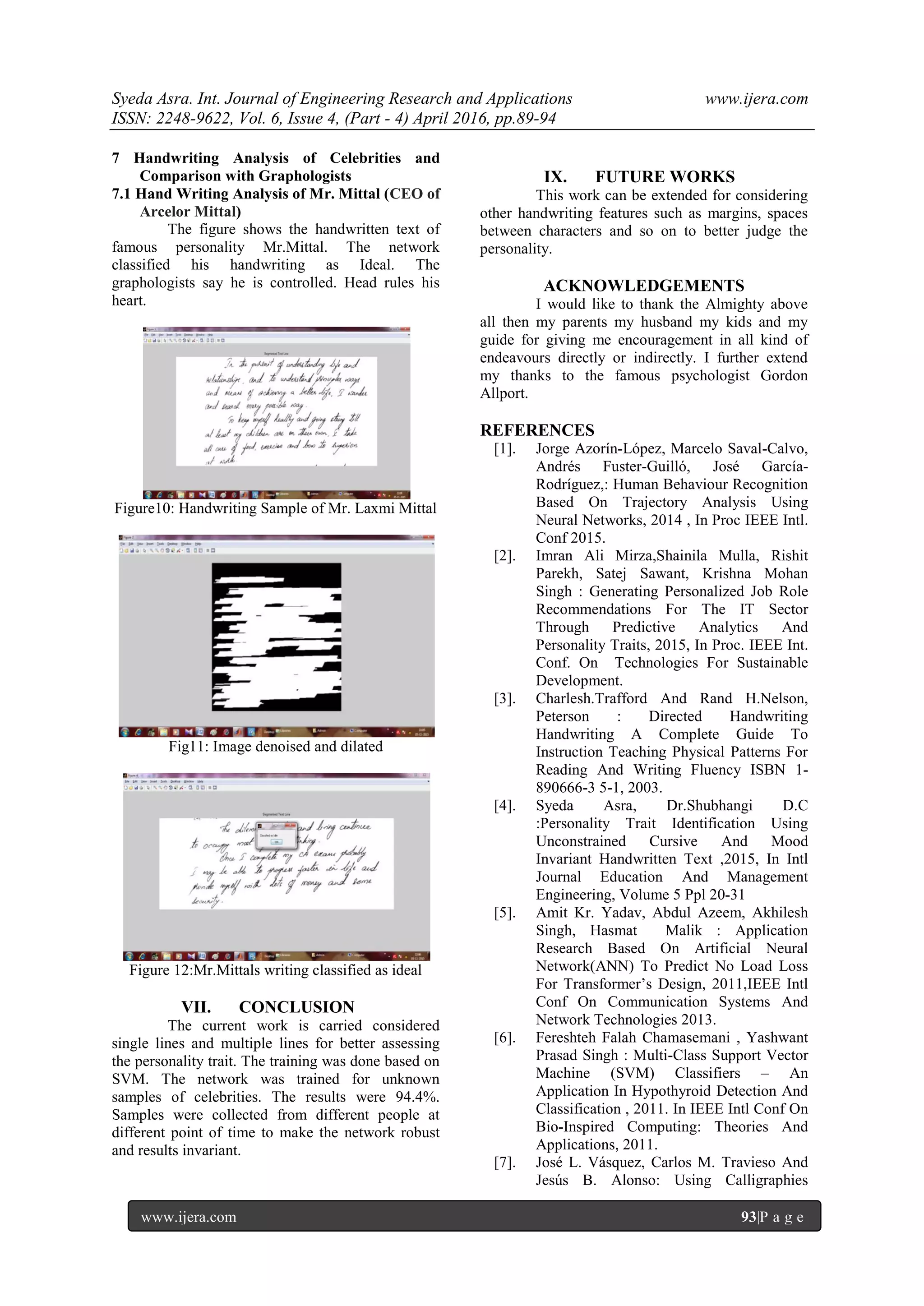 SVM Based Identification of Psychological Personality Using Handwritten Text | PDF