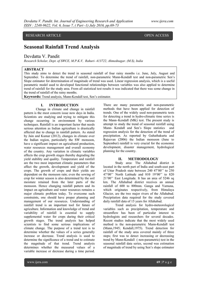 Seasonal Rainfall Trend Analysis | PDF | Agriculture | Industries
