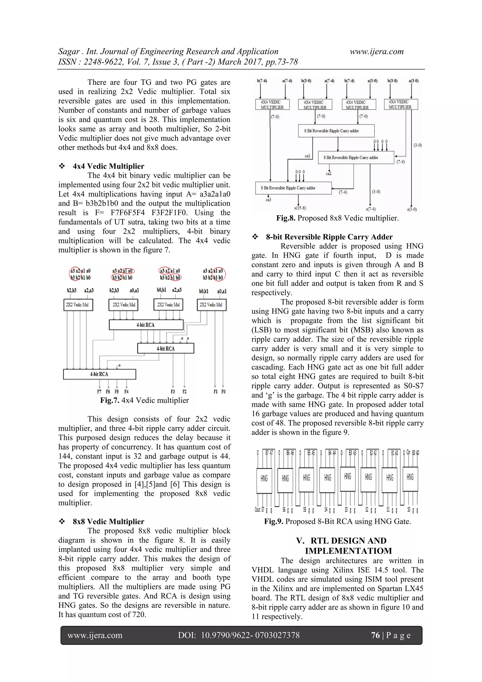 Design of Low Power Vedic Multiplier Based on Reversible Logic | PDF
