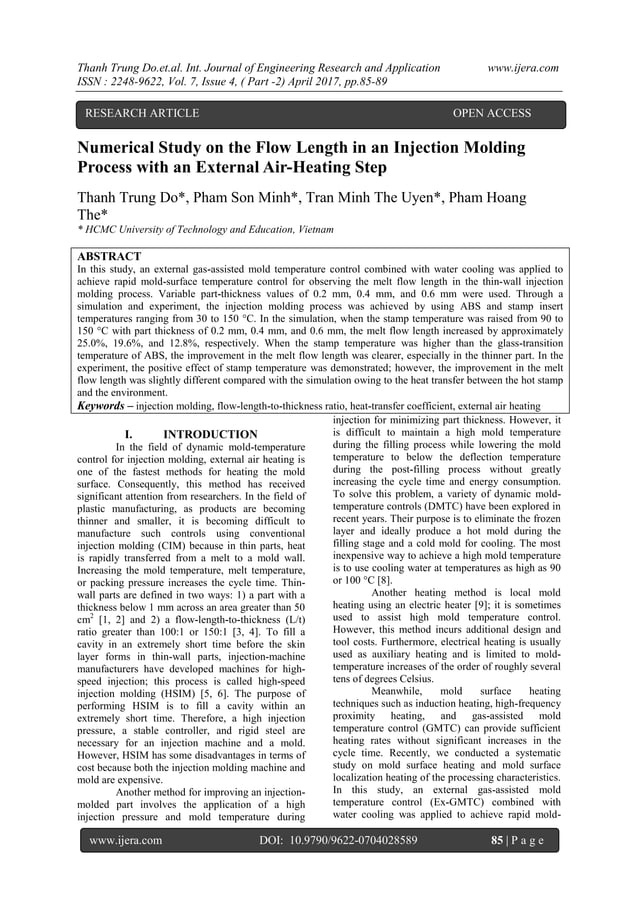 Numerical Study on the Flow Length in an Injection Molding Process with an External Air-Heating ...