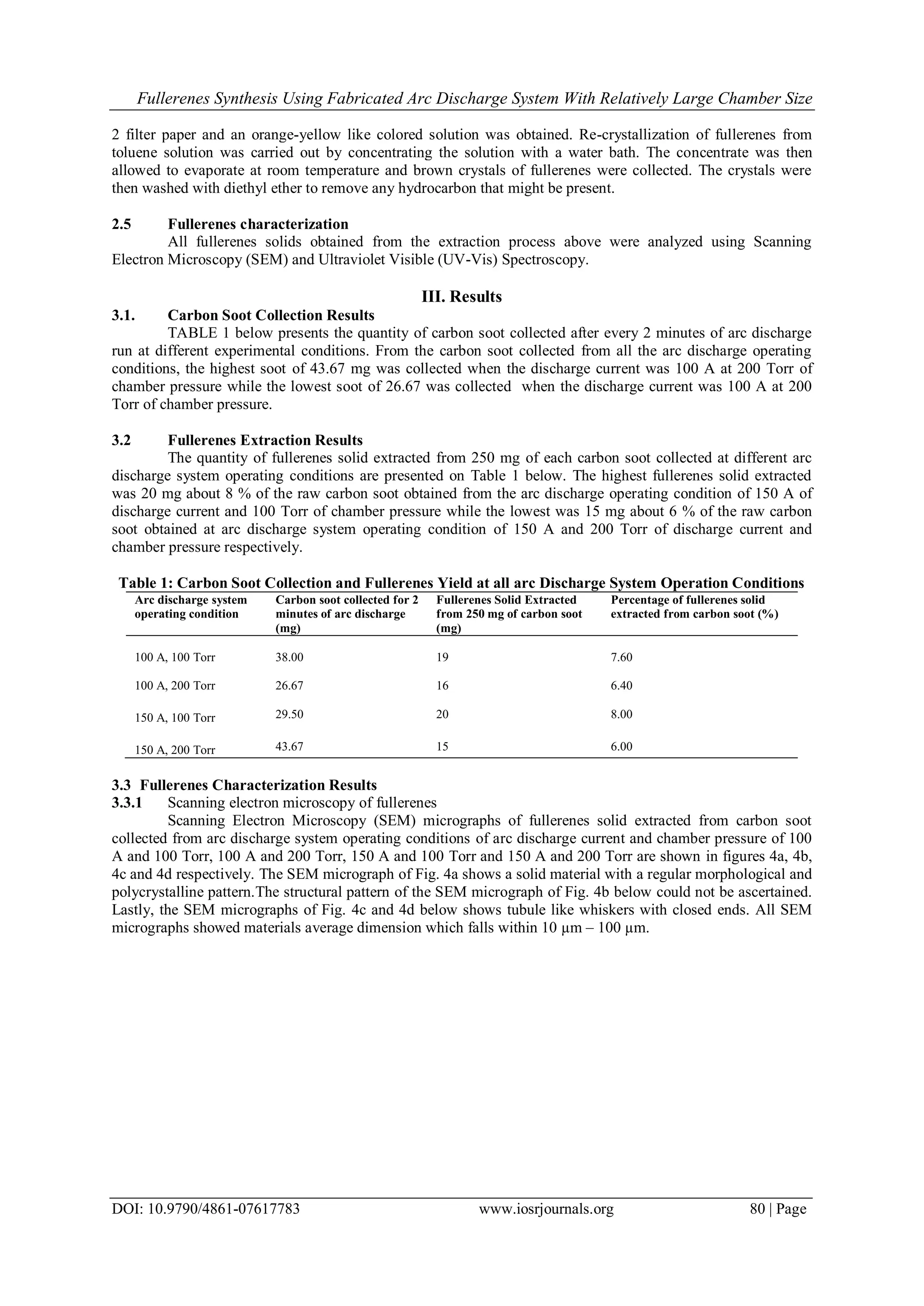 Fullerenes Synthesis Using Fabricated Arc Discharge System with Relatively Large Chamber Size | PDF
