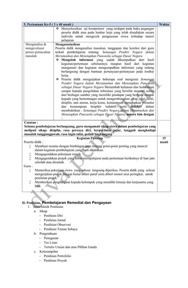 Contoh RPP Revisi 2017 Pendidikan Pancasila dan Kewarganegaraan (PPKN ...