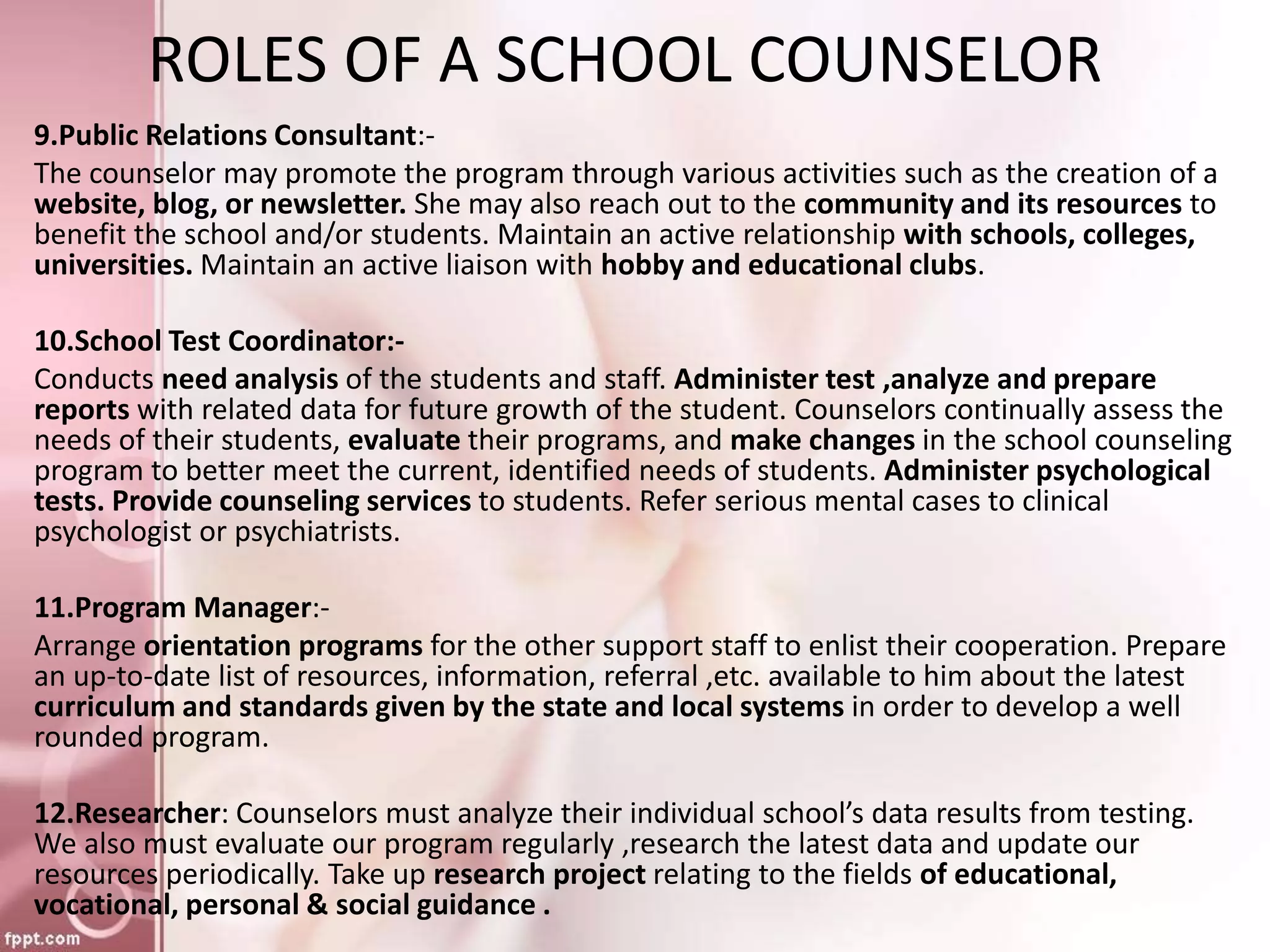 Role and Qualities of a school counsellor | PPTX