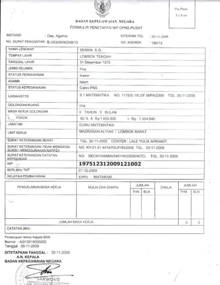 Formulir penetapan cpns | PDF