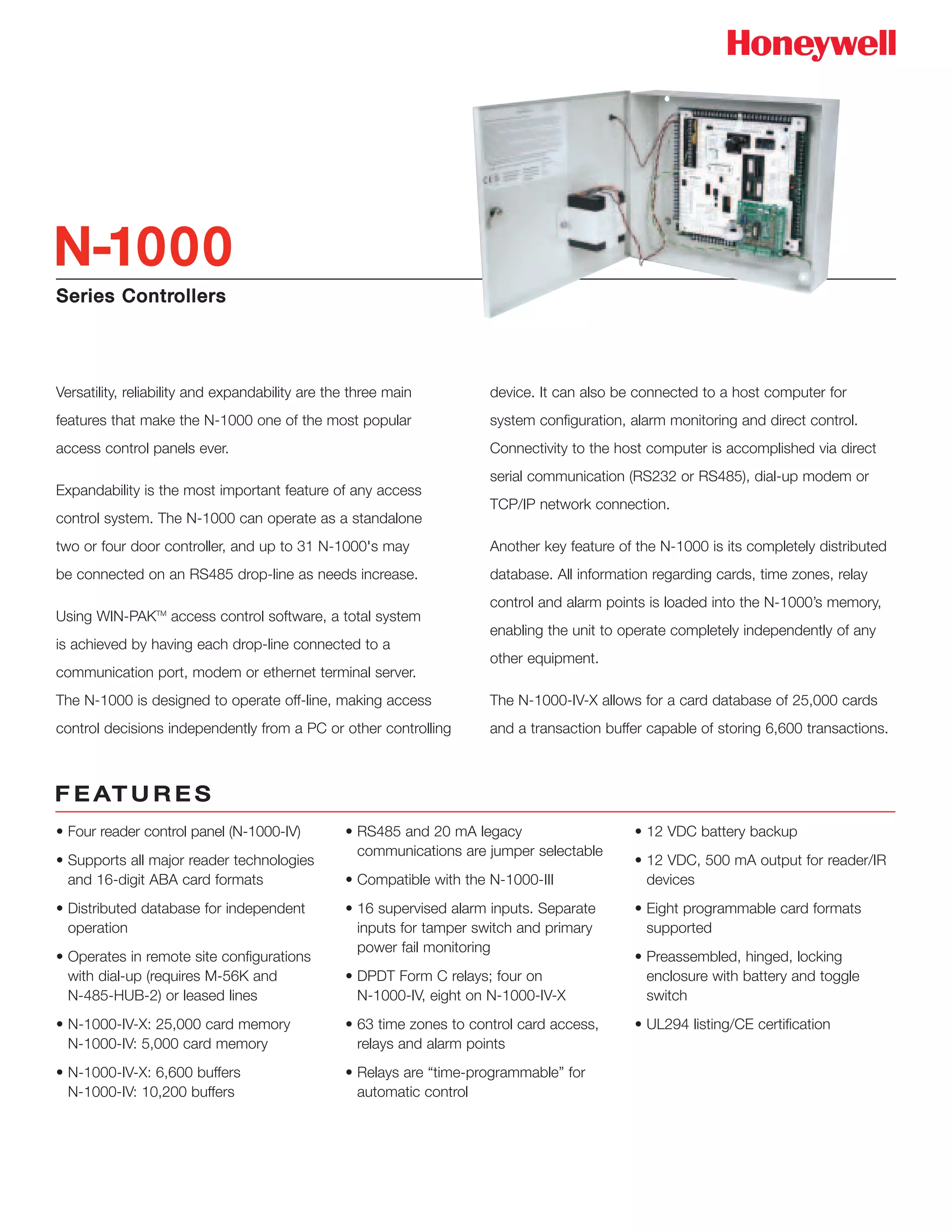 Honeywell Access N1000K3X Data Sheet | PDF