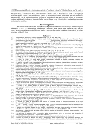 GC/MS analysis and In-vitro Antioxidant activity of methanol extract of Ulothrix flacca and its ...