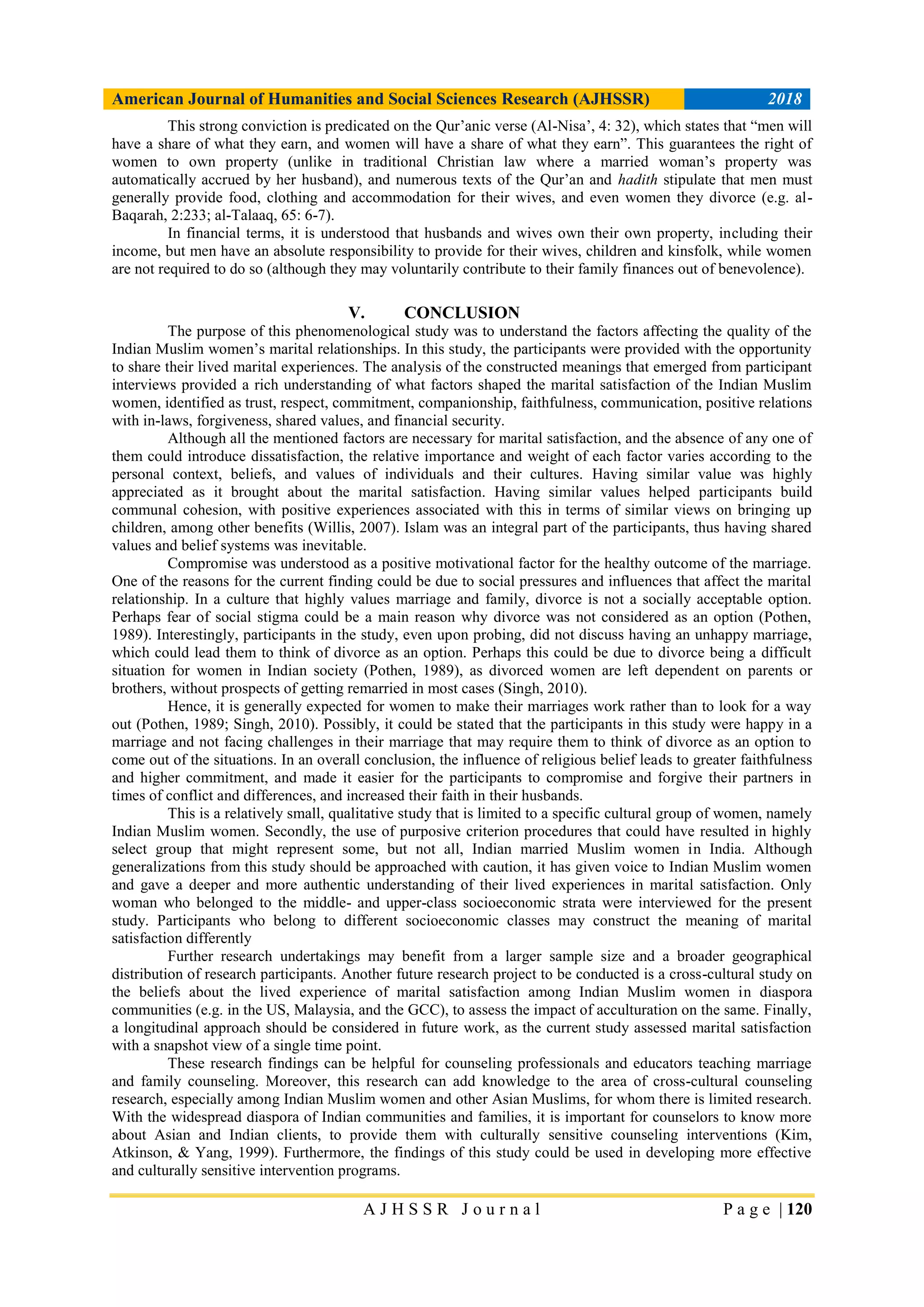 Predicting Marital Satisfaction among Indian Muslim Women: A ...
