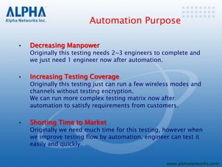 Proposal for Wireleess Throughput Test by Automation | PPT
