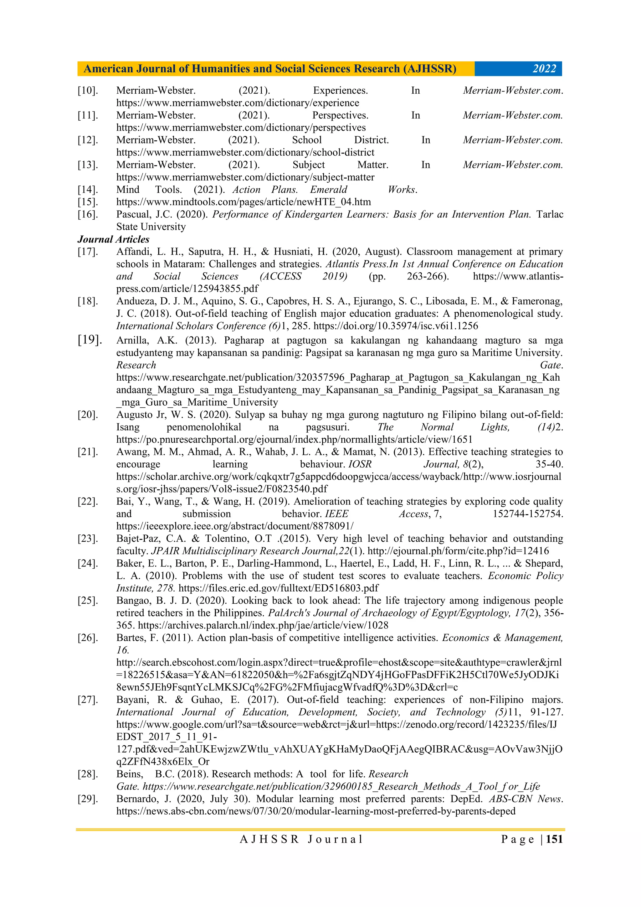 PANANAW AT DANAS NG MGA GURONG FILIPINO: BATAYAN SA PAGBUO NG PLAN OF ACTION | PDF