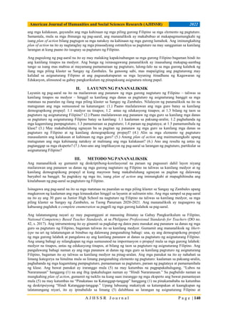 PANANAW AT DANAS NG MGA GURONG FILIPINO: BATAYAN SA PAGBUO NG PLAN OF ...