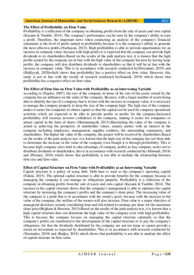 Effect of Firm Size and Capital Structure on the value of the Company with Profitability as an ...