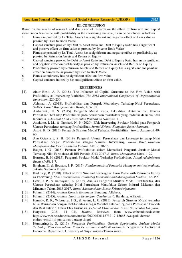 Effect of Firm Size and Capital Structure on the value of the Company with Profitability as an ...