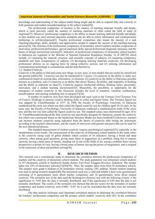 Teacher Professional Competence and Elementary School Student Creativity in Southwest Sumba ...