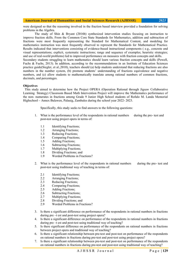 Project Opera (Operation Rational): A Tool In Bridging The Learning ...