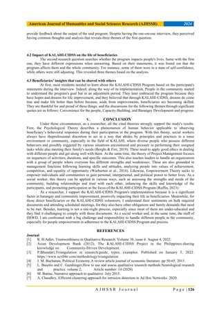 KALAHI-CIDSS PROGRAM: VIEWS OF THEBENEFICIARIES IN RTR, AGUSAN DEL ...