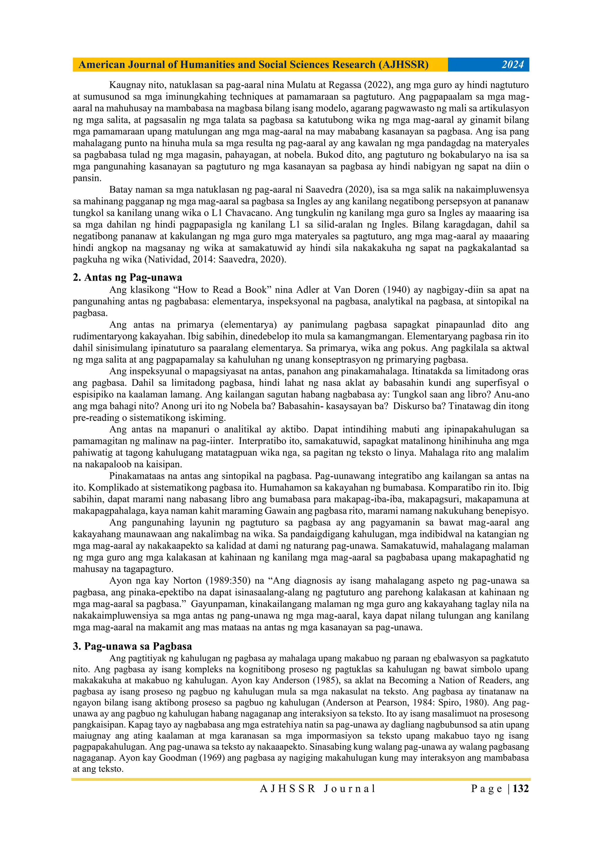 MGA SALIK NA NAKAAAPEKTO SA ANTAS NG PAGUNAWA SA PAGBASA NG MGA MAG ...