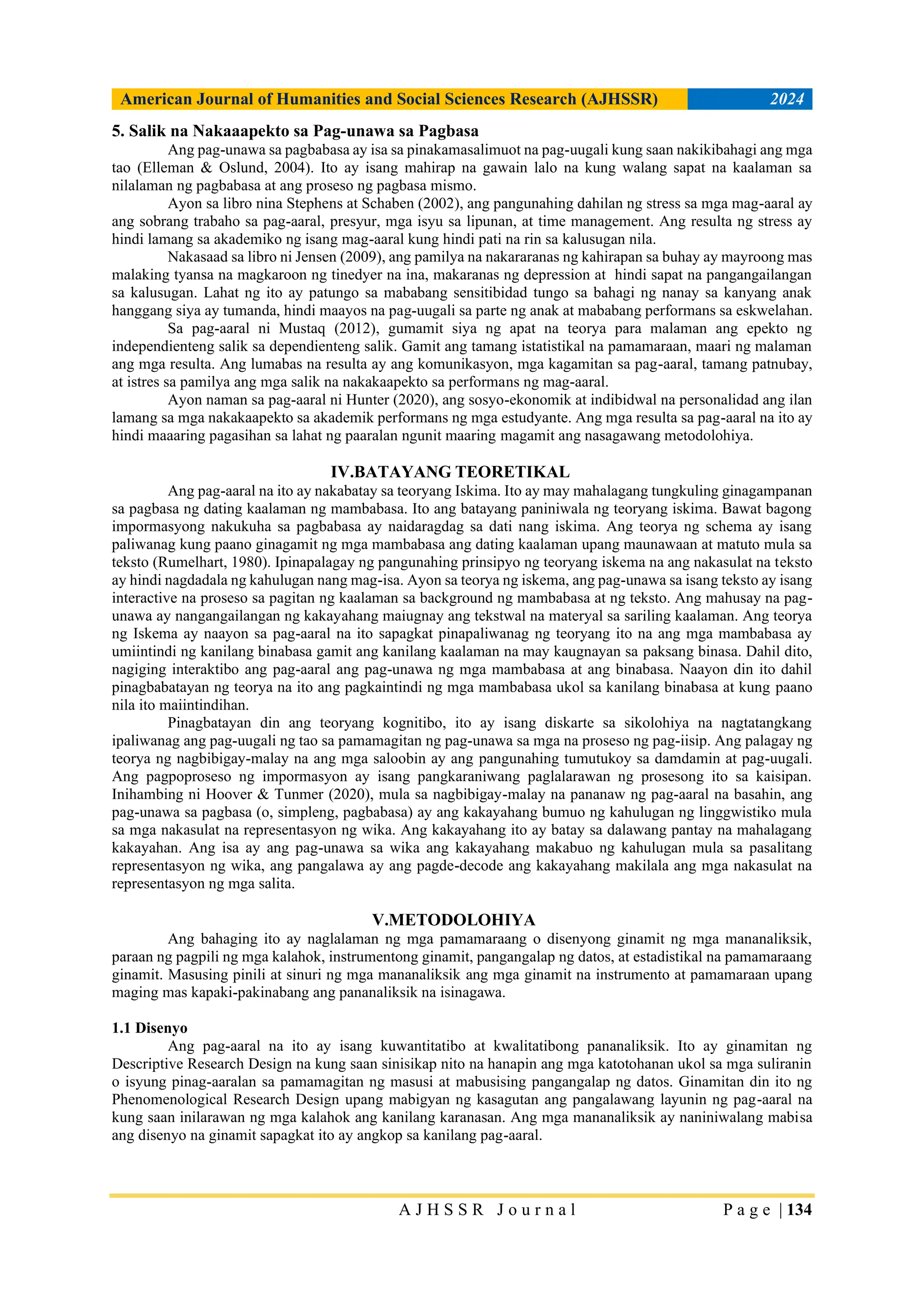 MGA SALIK NA NAKAAAPEKTO SA ANTAS NG PAGUNAWA SA PAGBASA NG MGA MAG ...