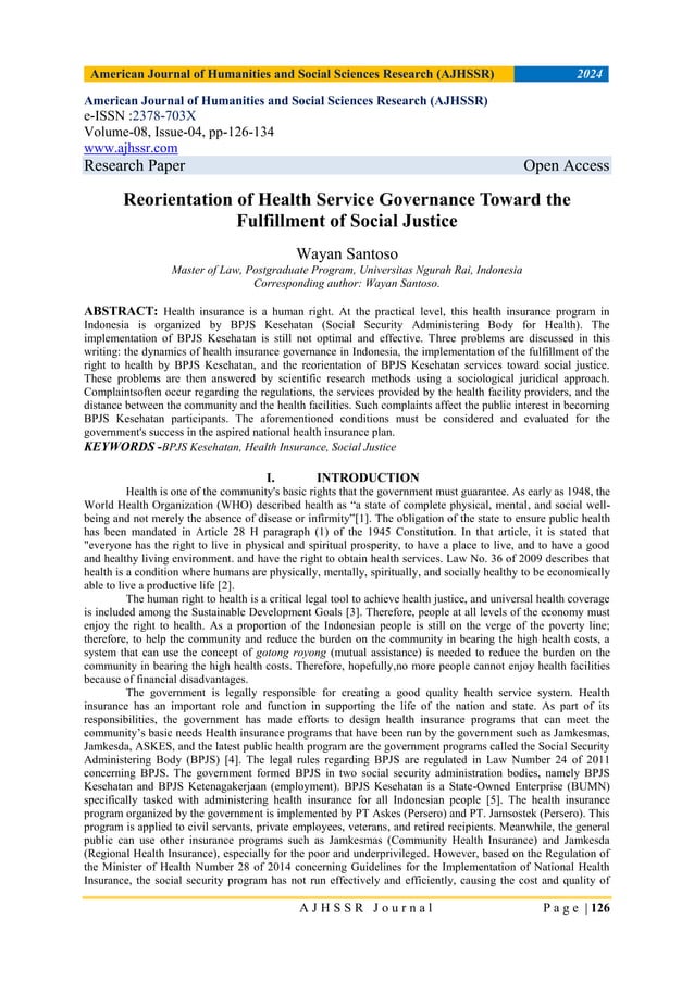 Reorientation of Health Service Governance Toward the Fulfillment of ...