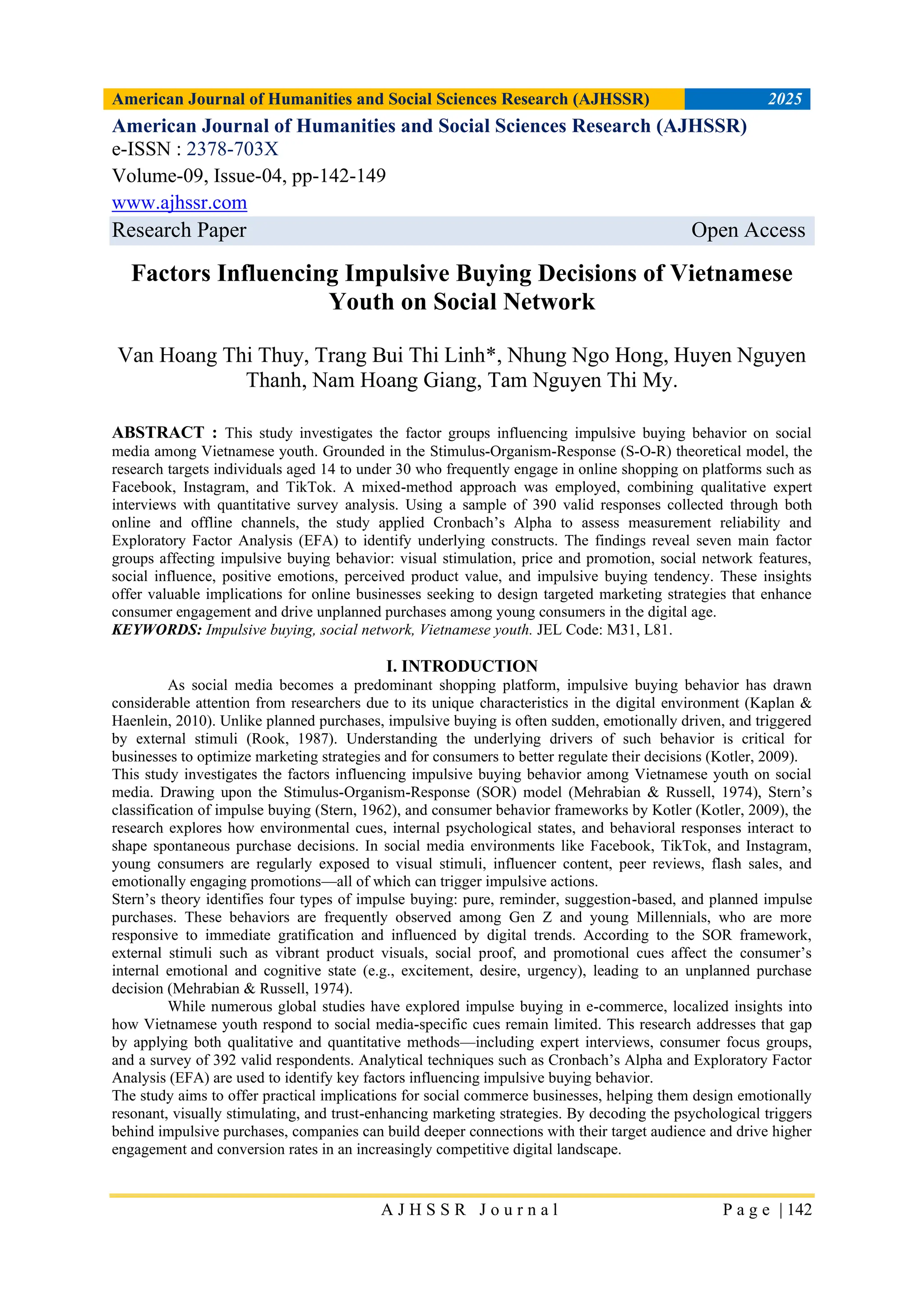 Factors Influencing Impulsive Buying Decisions of Vietnamese Youth on ...