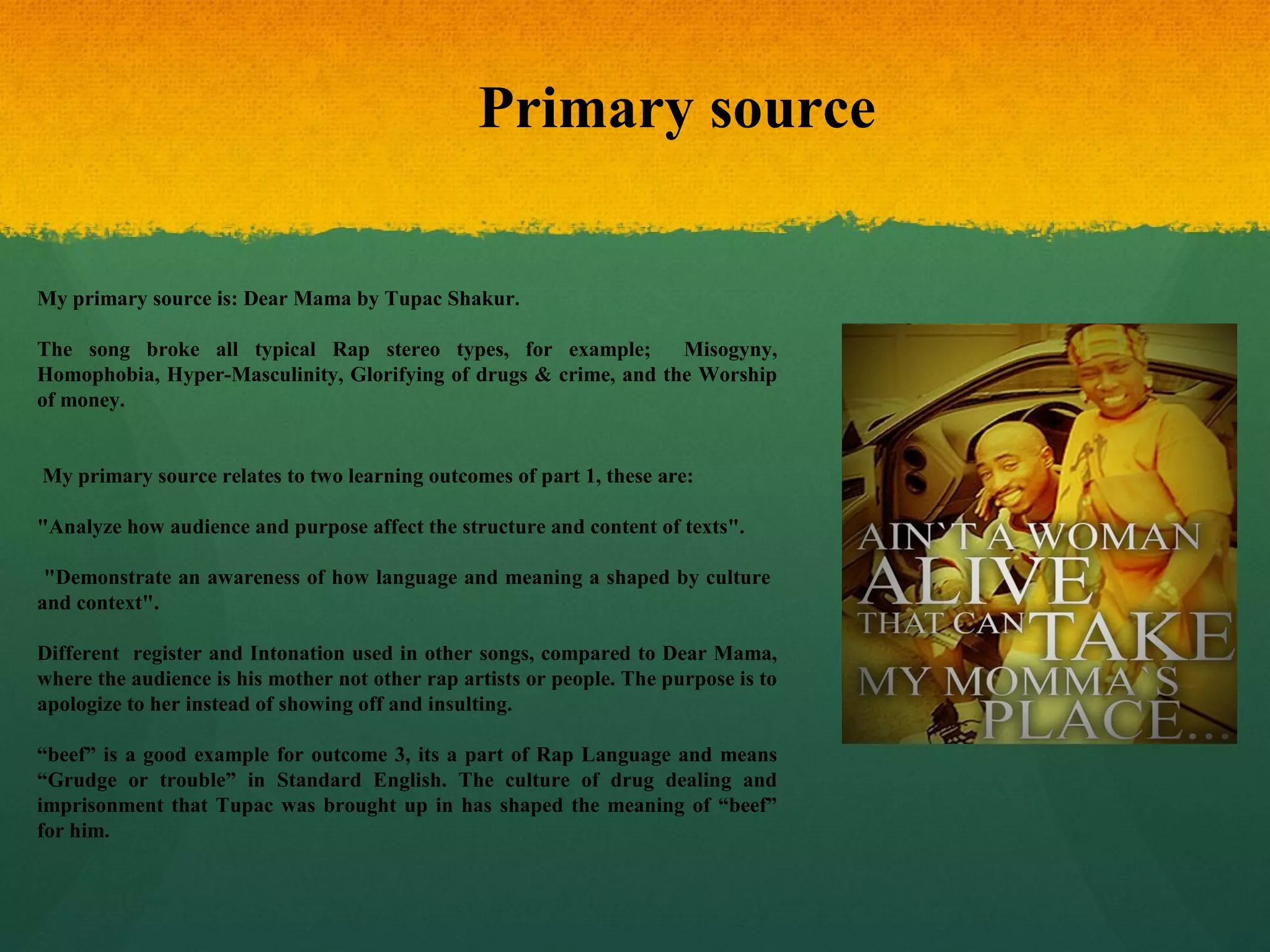 Further Oral Activity Dear Mama tupac. | PPT